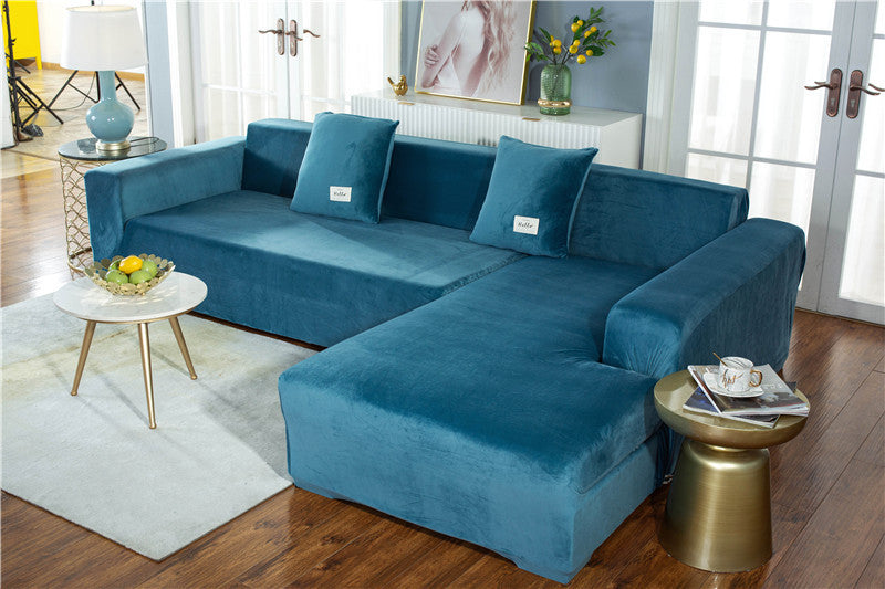 Blue velvet couch cover store